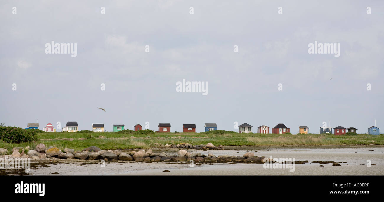 Beach House Panorama A long row of tiny colourful beach houses ...