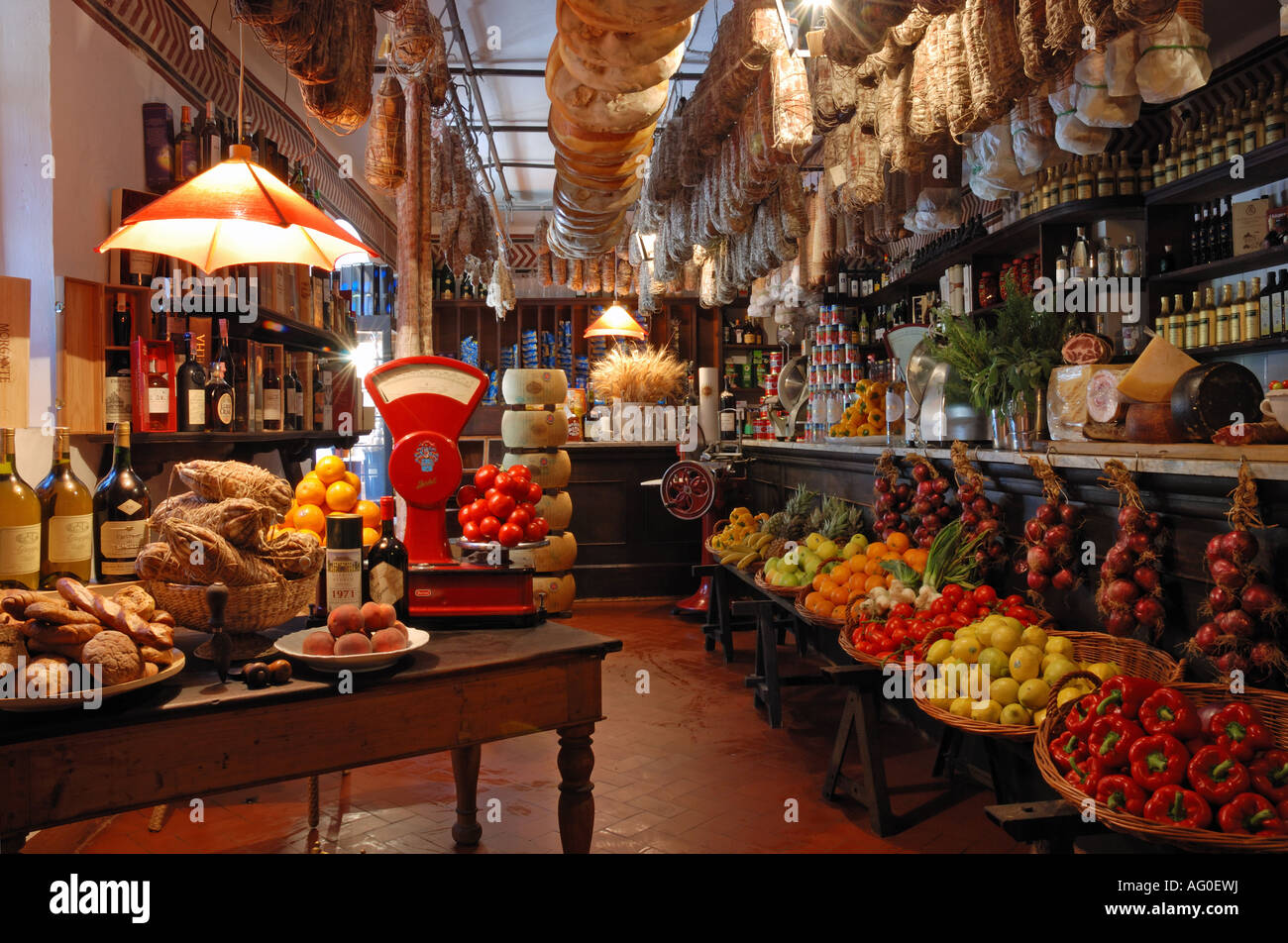 Inside a deli in Italy Stock Photo - Alamy