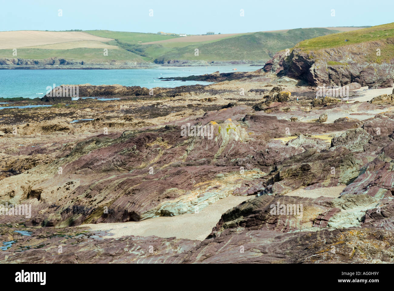 Polzeath Rock Walk Cornwall Stock Photos & Polzeath Rock Walk Cornwall ...