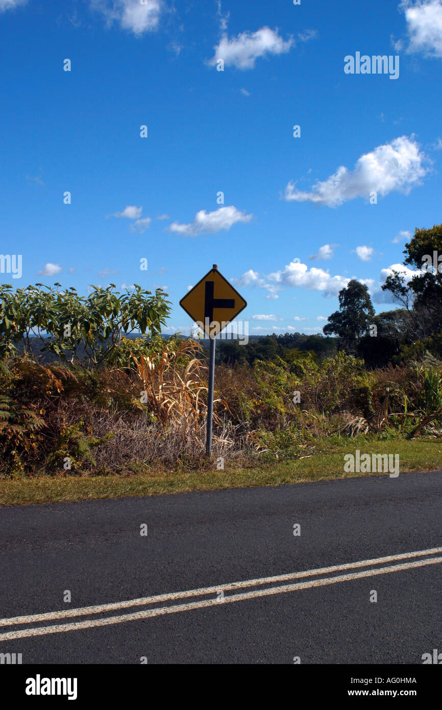 Road sign turn left Australia Stock Photo - Alamy