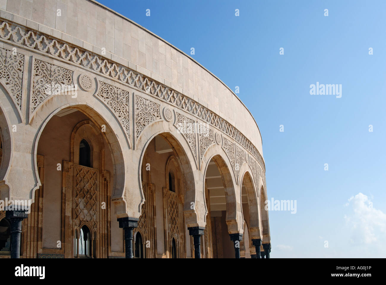 Archway Gallery at the Hassan II Mosque in Casablanca, Morocco Stock ...