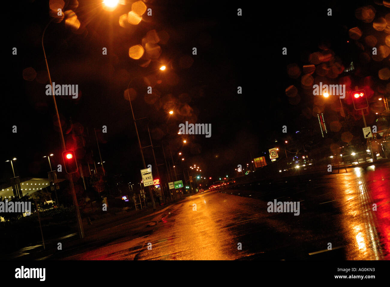 Empty street at night time Stock Photo - Alamy