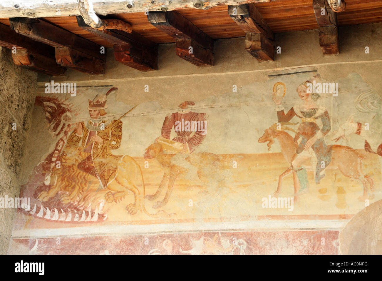Medieval mural on Village Church Vigneaux French Alps Stock Photo - Alamy