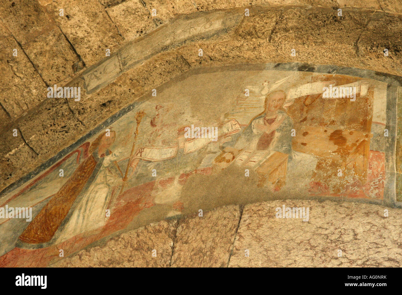 Medieval mural on Village Church Vigneaux French Alps Stock Photo - Alamy