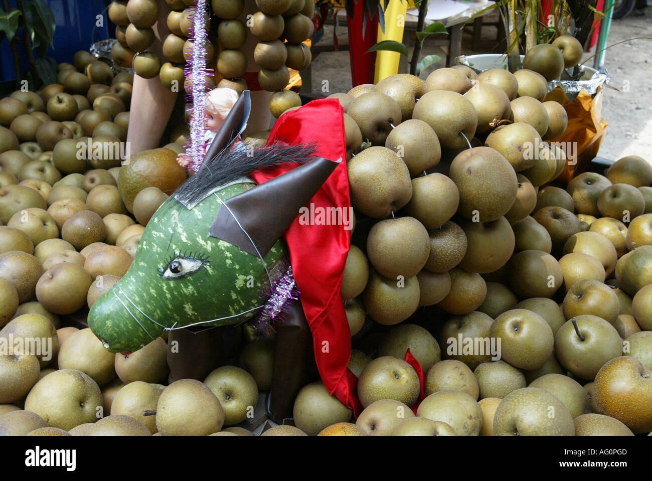 Pig made by pear for Ghost Festival Stock Photo - Alamy