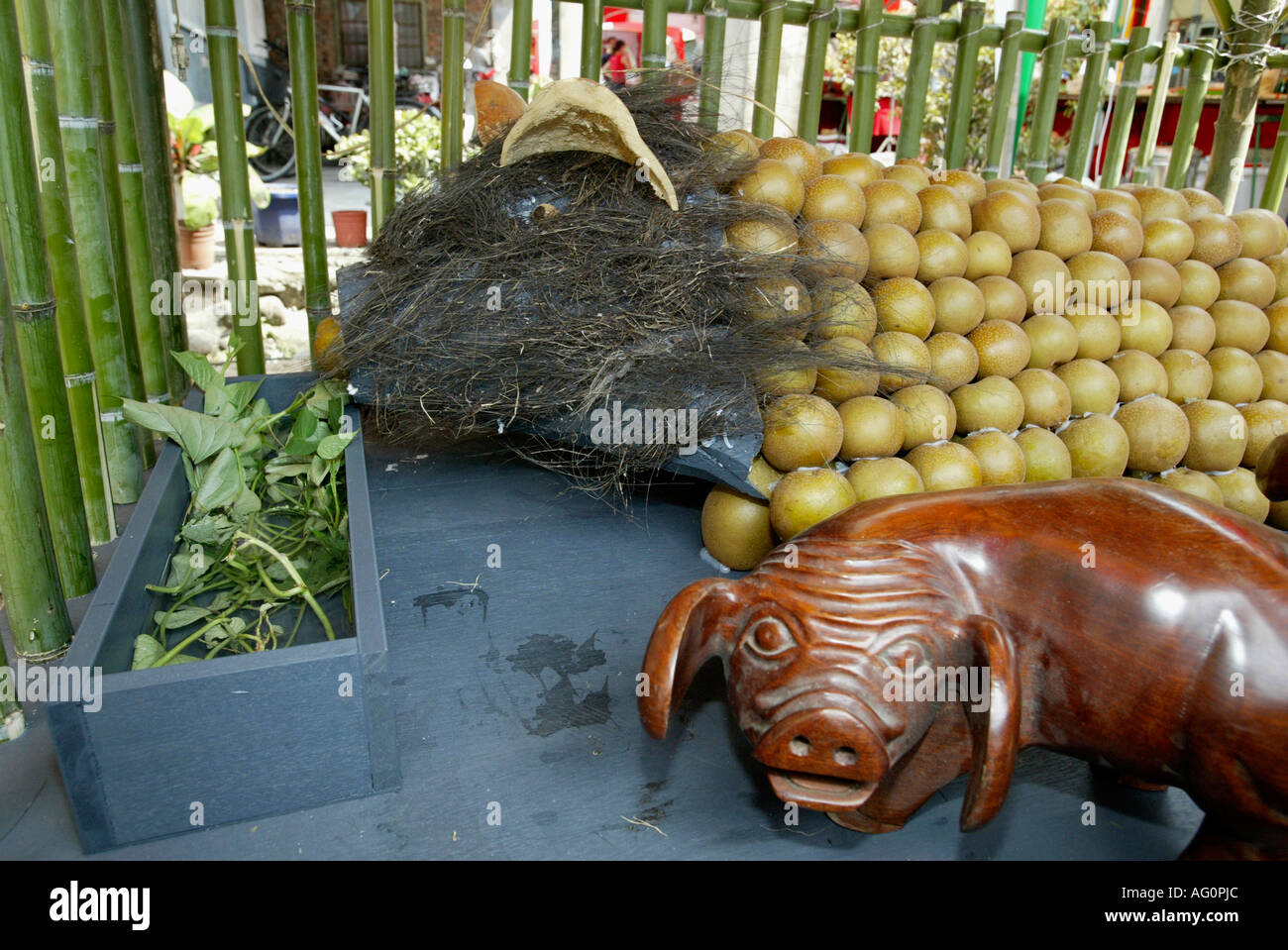 Pig made by pear for Ghost Festival Stock Photo - Alamy