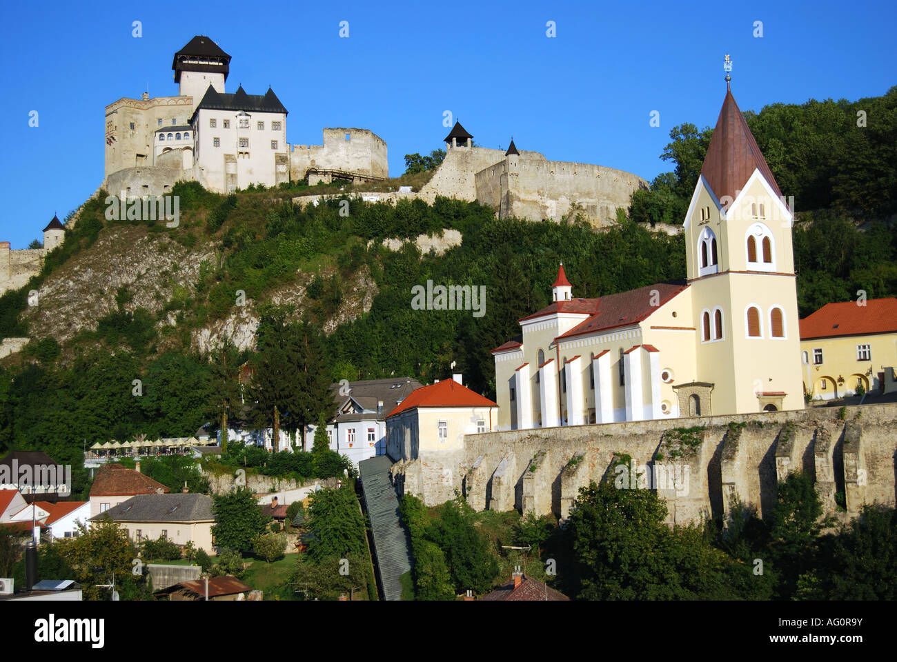View of Trencin Castle and Old Town, Trencin, Trencin Region, Slovakia ...