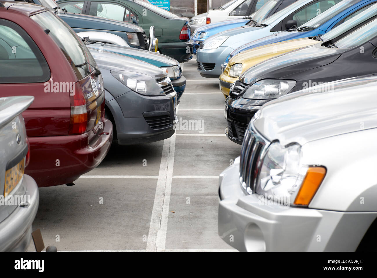 cars in a supermarket car park Stock Photo - Alamy