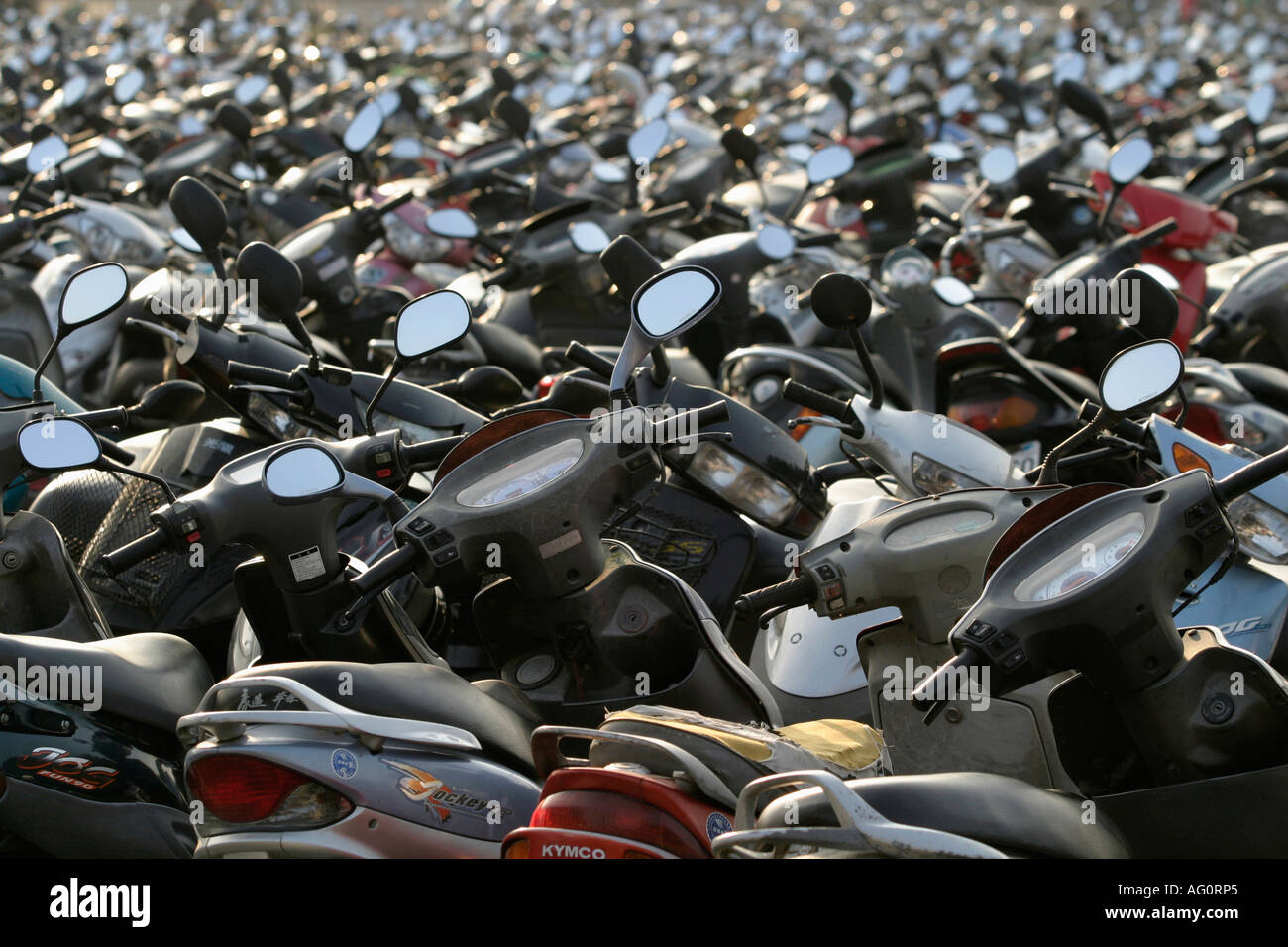 Motorcycles park in parking space Stock Photo - Alamy