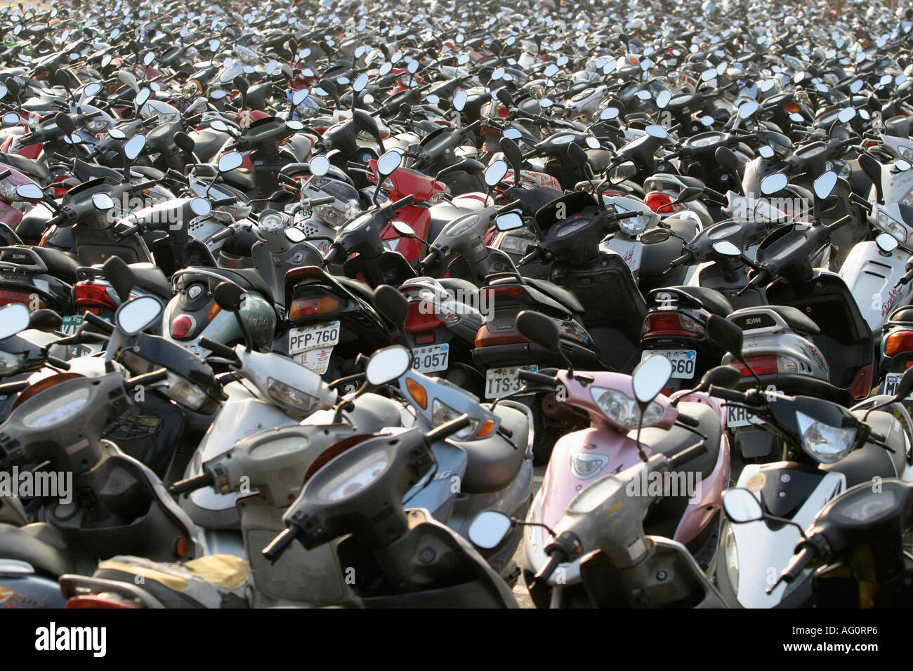 Motorcycles park in parking space Stock Photo - Alamy