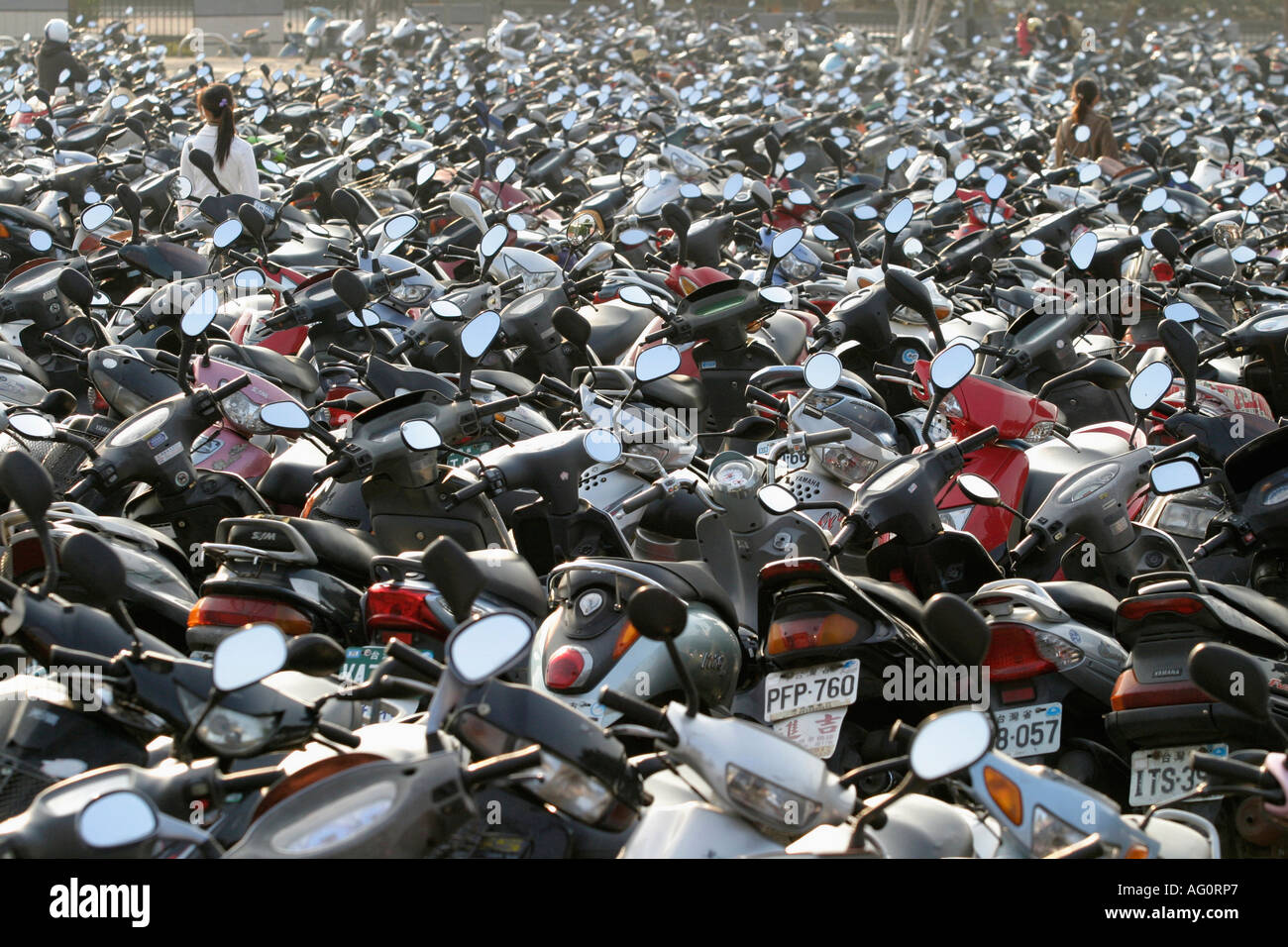 Motorcycles park in parking space Stock Photo - Alamy