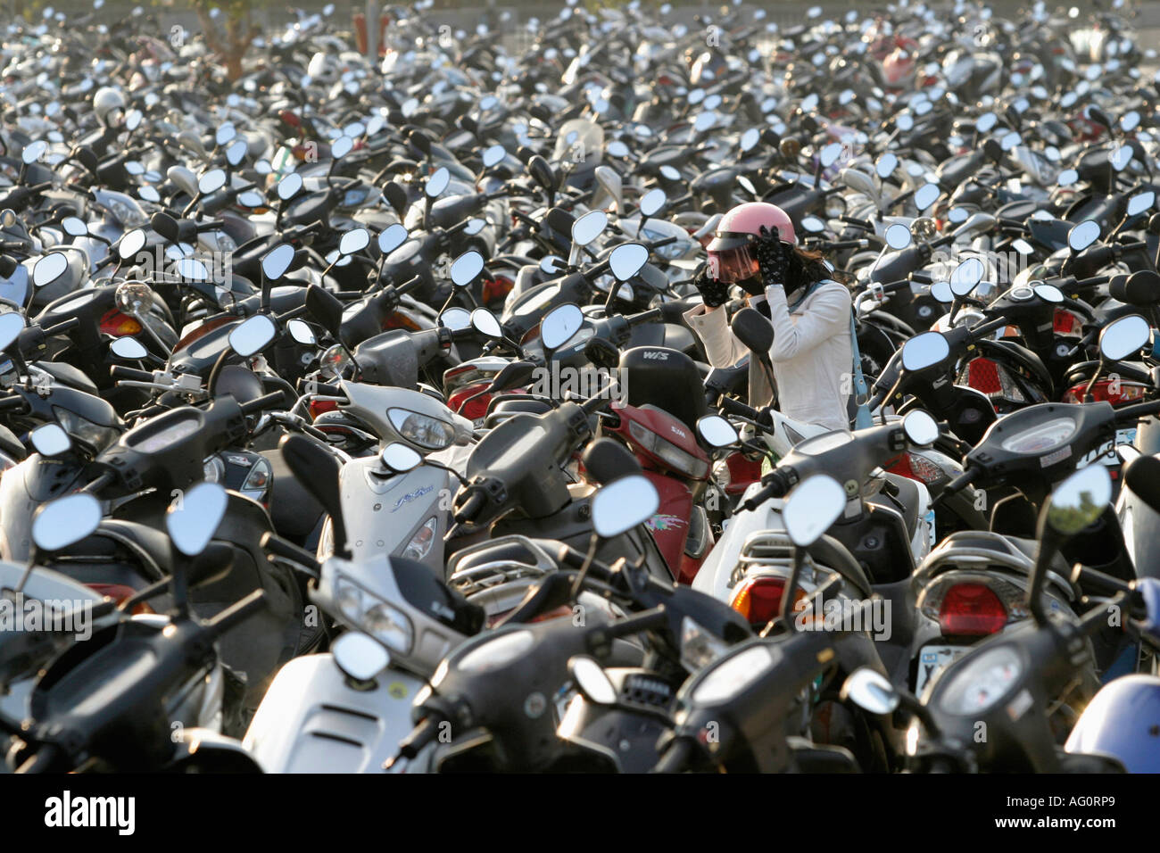 Motorcycles park in parking space Stock Photo - Alamy