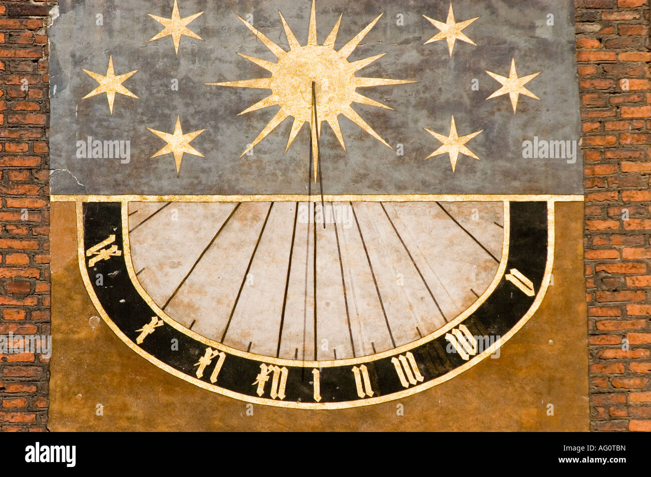 Sundial on Bazylika Mariacka or St. Marys Church or Marienkirche ...