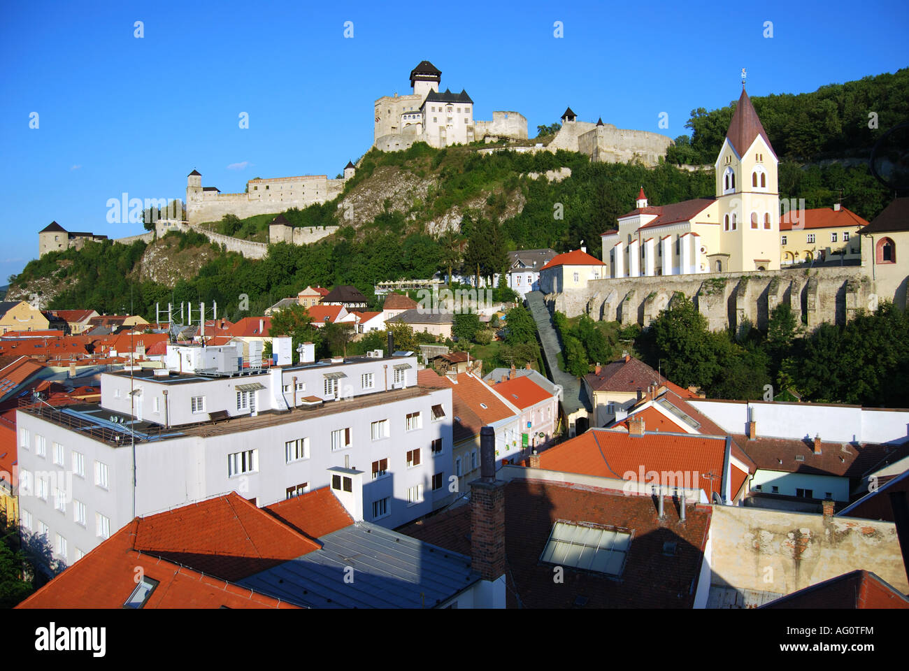 View of Trencin Castle and Old Town, Trencin, Trencin Region, Slovakia ...