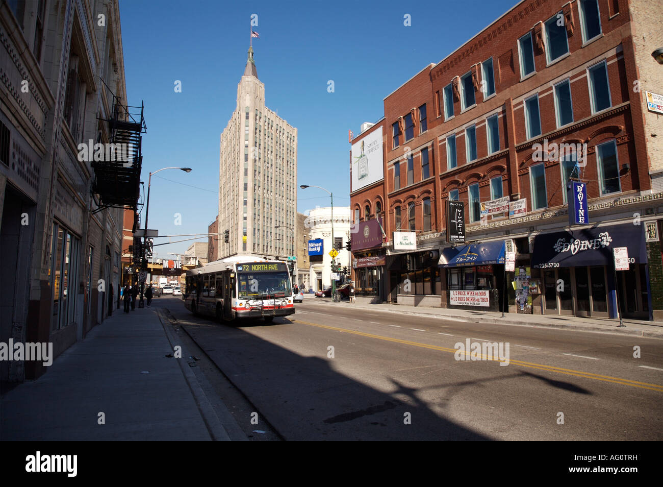 View west on North Avenue in Bucktown Wicker Park Chicago Northwest ...