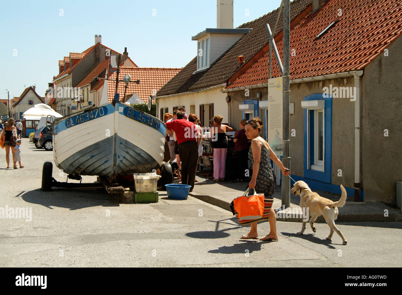 Audresselles a fishing village northern France Europe EU. Wet fish shop ...