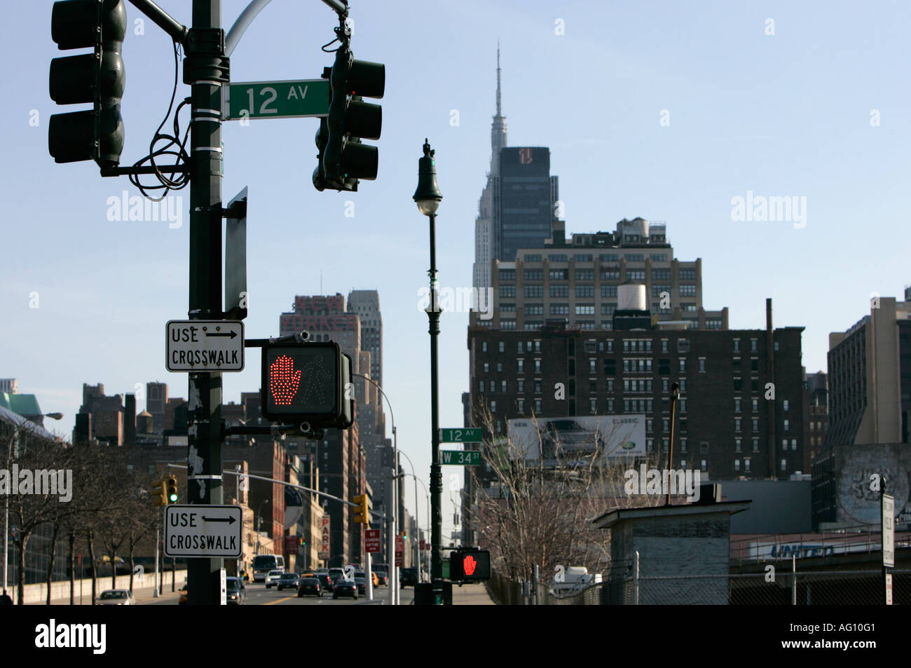 traffic lights and red hand stop signal and use crosswalk signs with ...