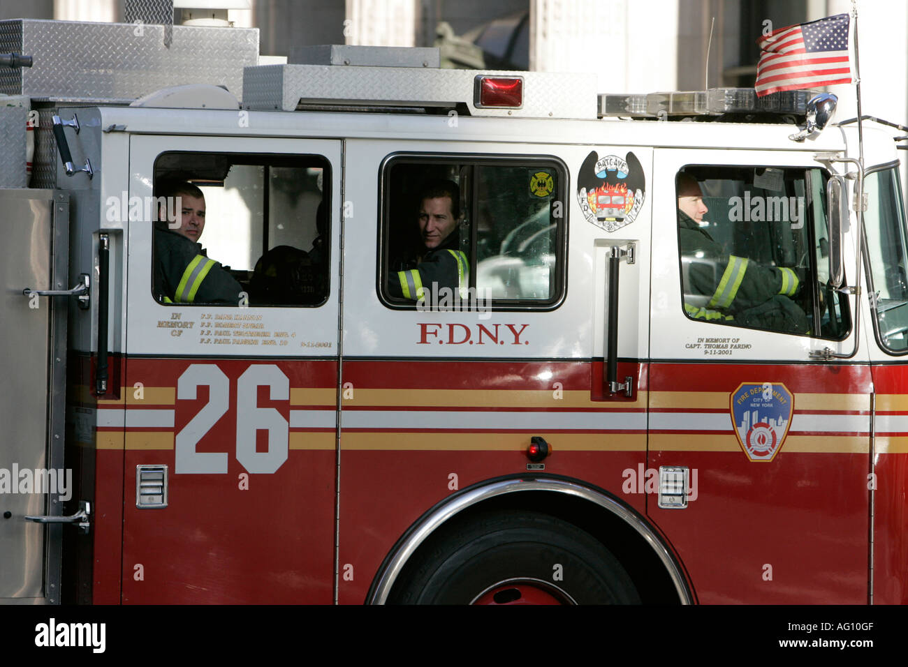 cab of FDNY fire engine number 26 the batcave containing fire men new ...
