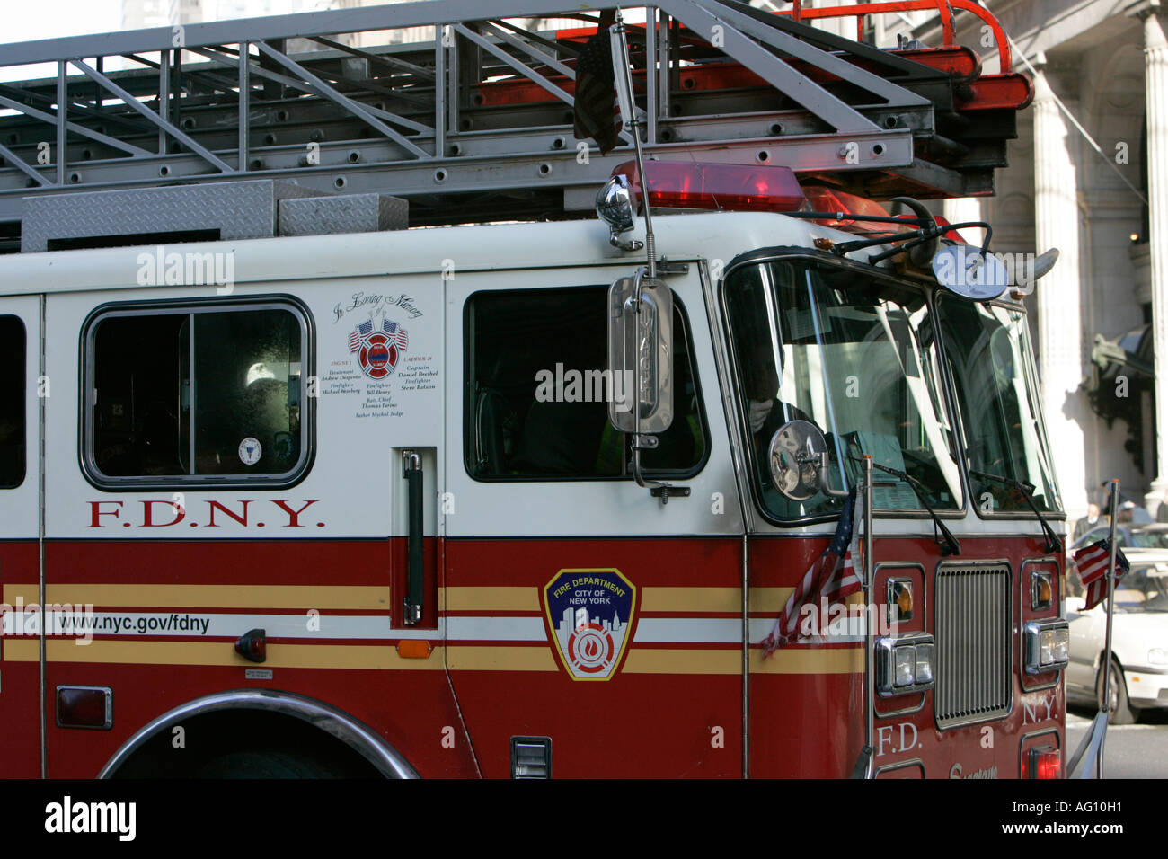 front of FDNY fire engine new york city new york USA Stock Photo - Alamy