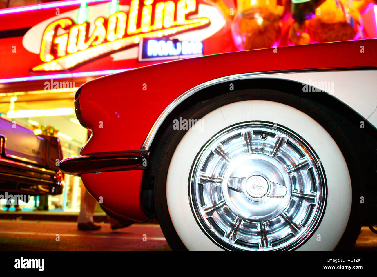 closeup chevrolet corvette in front a night club Stock Photo - Alamy