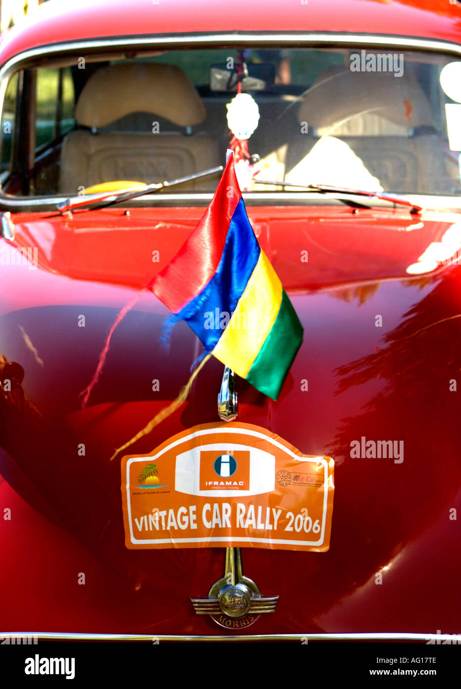 Morris Minor with Mauritian flag at Vintage Car Rally Mauritius in Mont ...