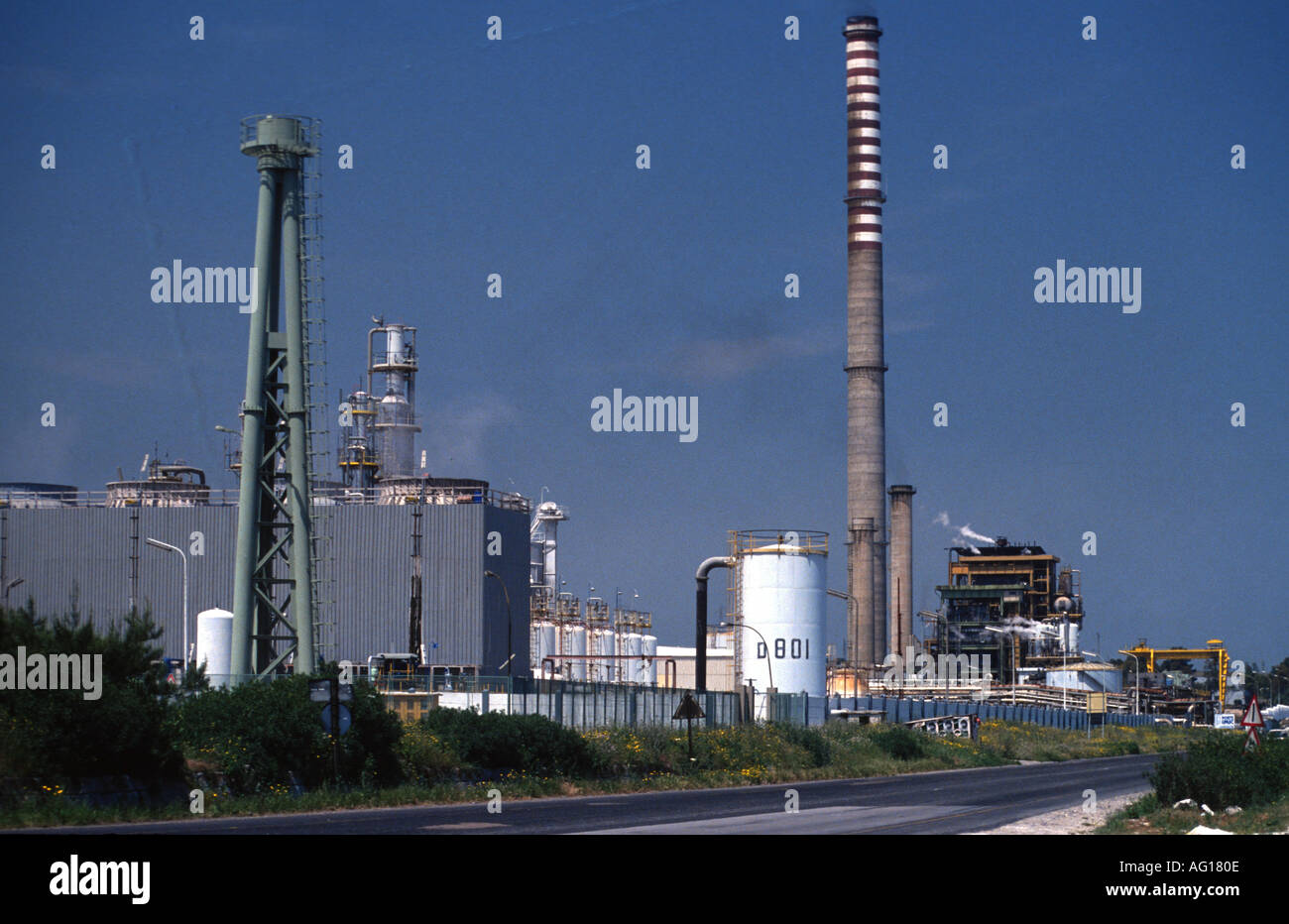 Italy Sicilia Sicily industrial plant of the Eni Chem Stock Photo - Alamy