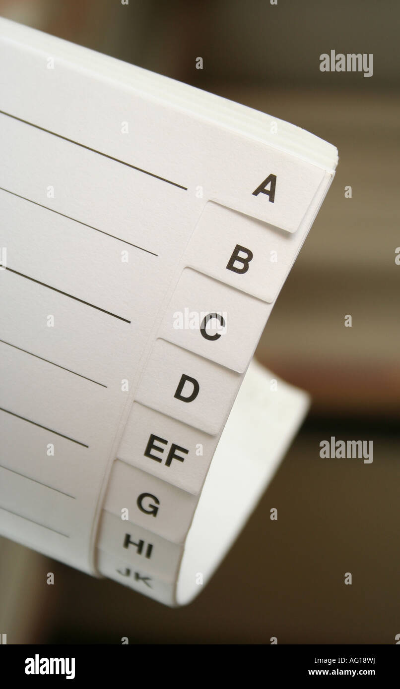 Letterindex hi-res stock photography and images - Alamy