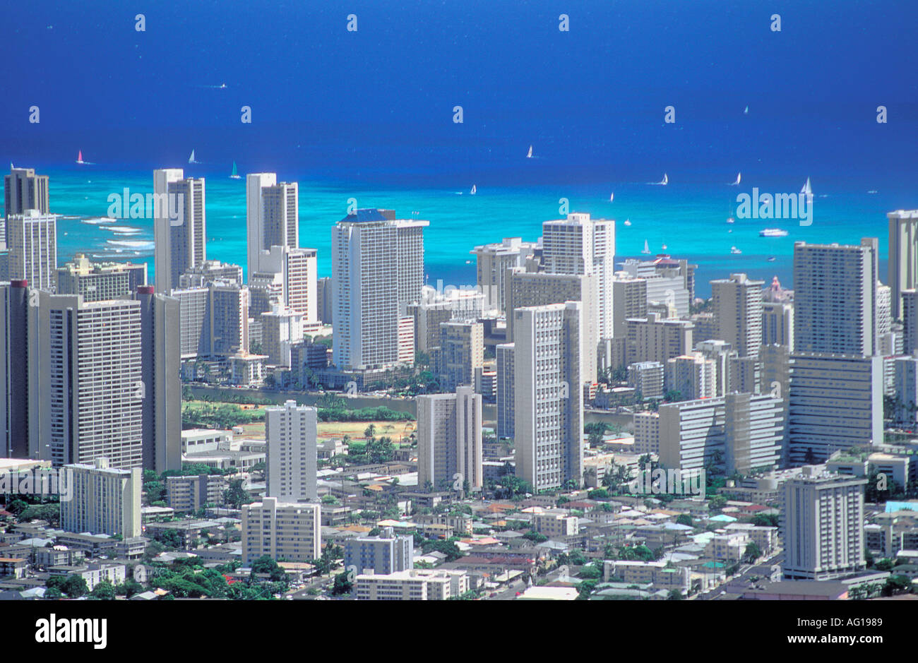 Downtown Honolulu skyline Oahu Hawaii USA Stock Photo - Alamy