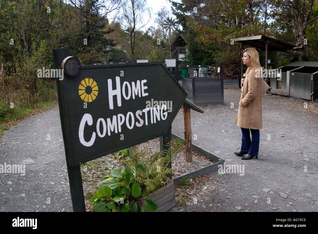 Woman visitor looking at home composting display at the Centre for ...