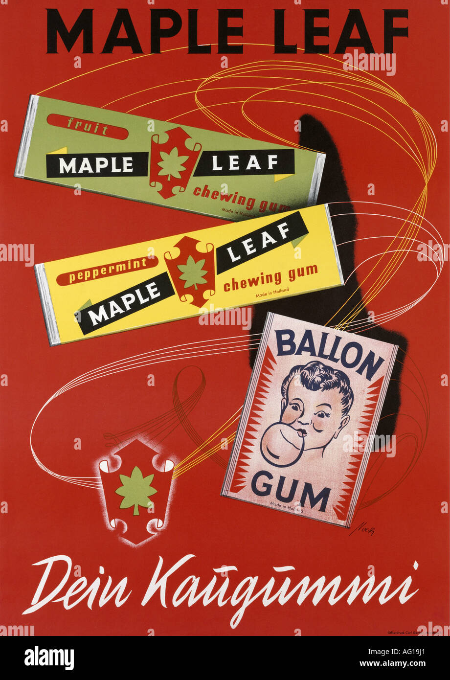 advertising, sweets, chewing gum, Maple Leaf, Munich, 1950s, 50s ...