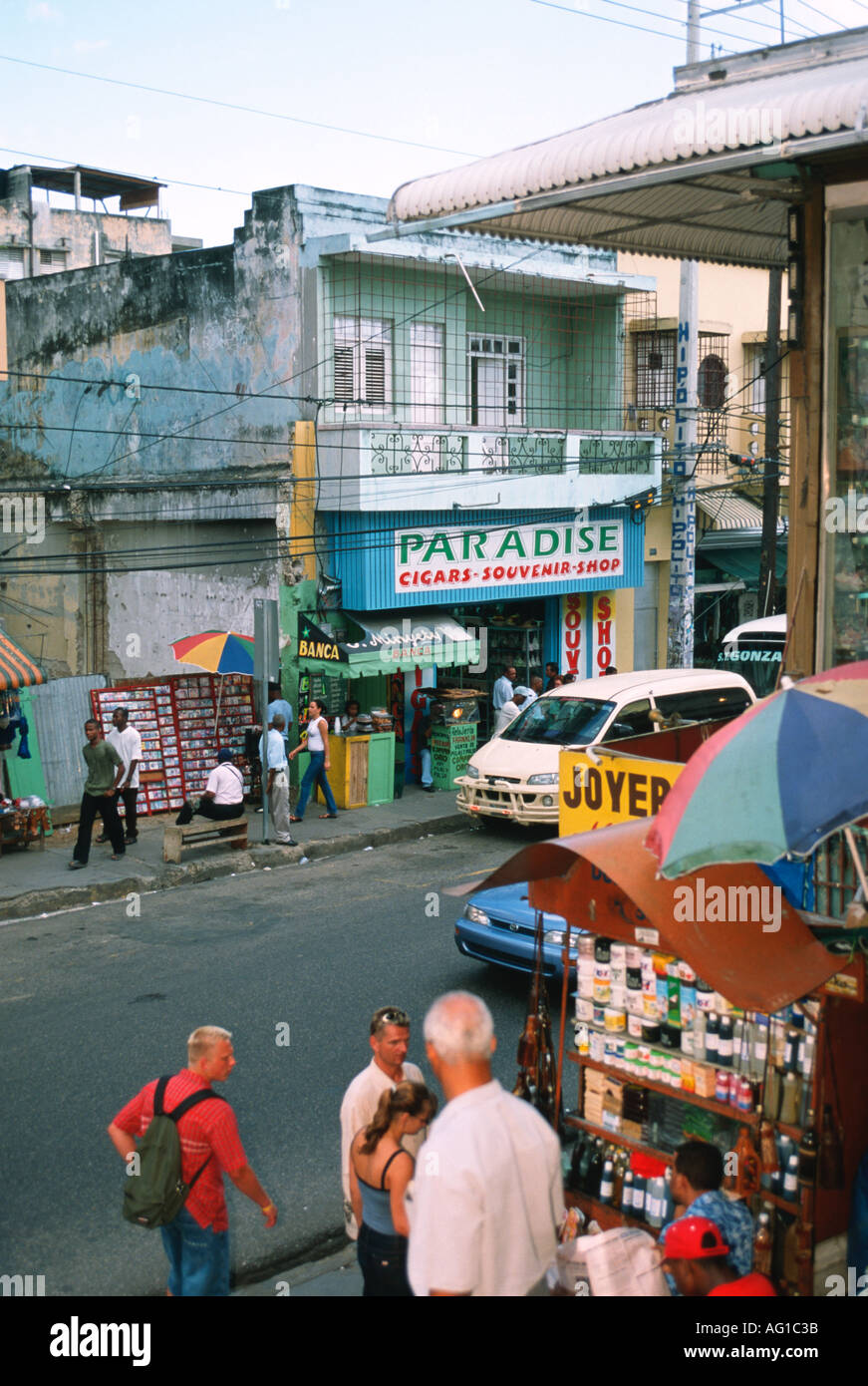 DOMINICAN REPUBLIC Santo Domingo Downtown street scene near ...