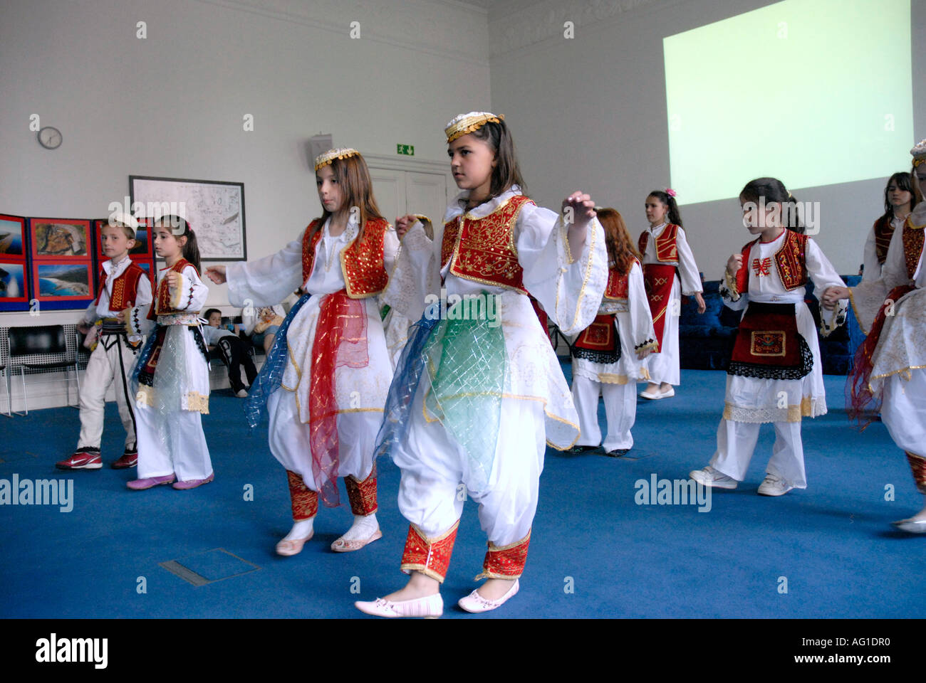 Albanian children's dance group performing in London Stock Photo - Alamy