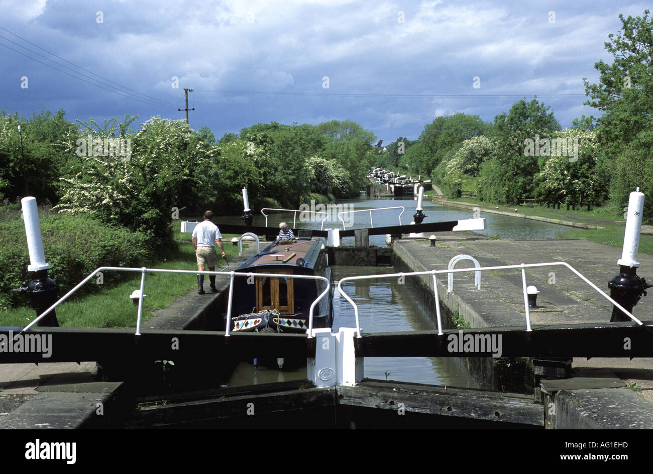 Grand Union Canal at Hatton Locks, Warwickshire, England, UK Stock ...