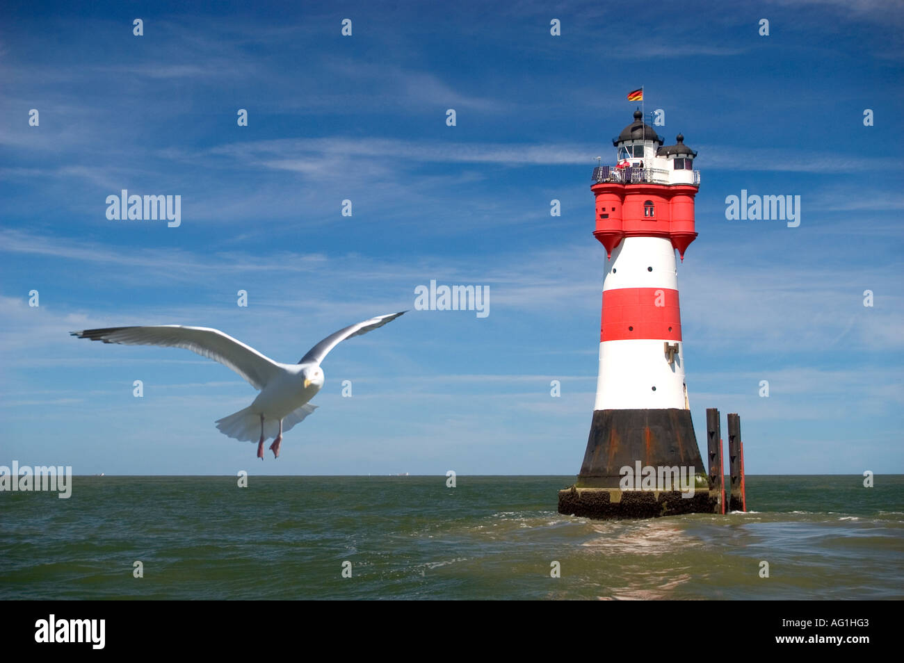 Lighthouse "Roter Sand" (Red sand) Germany Stock Photo - Alamy