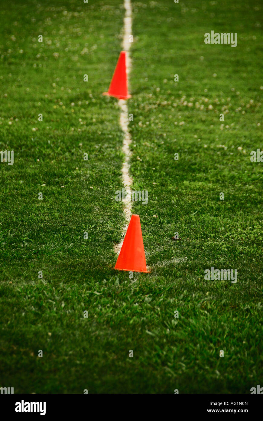Sport field cones Stock Photo - Alamy
