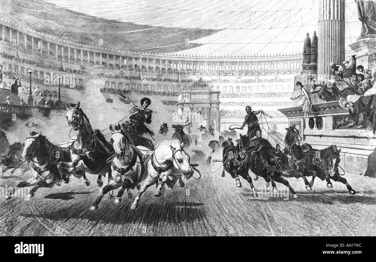 ancient world, Roman Empire, chariot race, quadriga, Circus Maximus ...