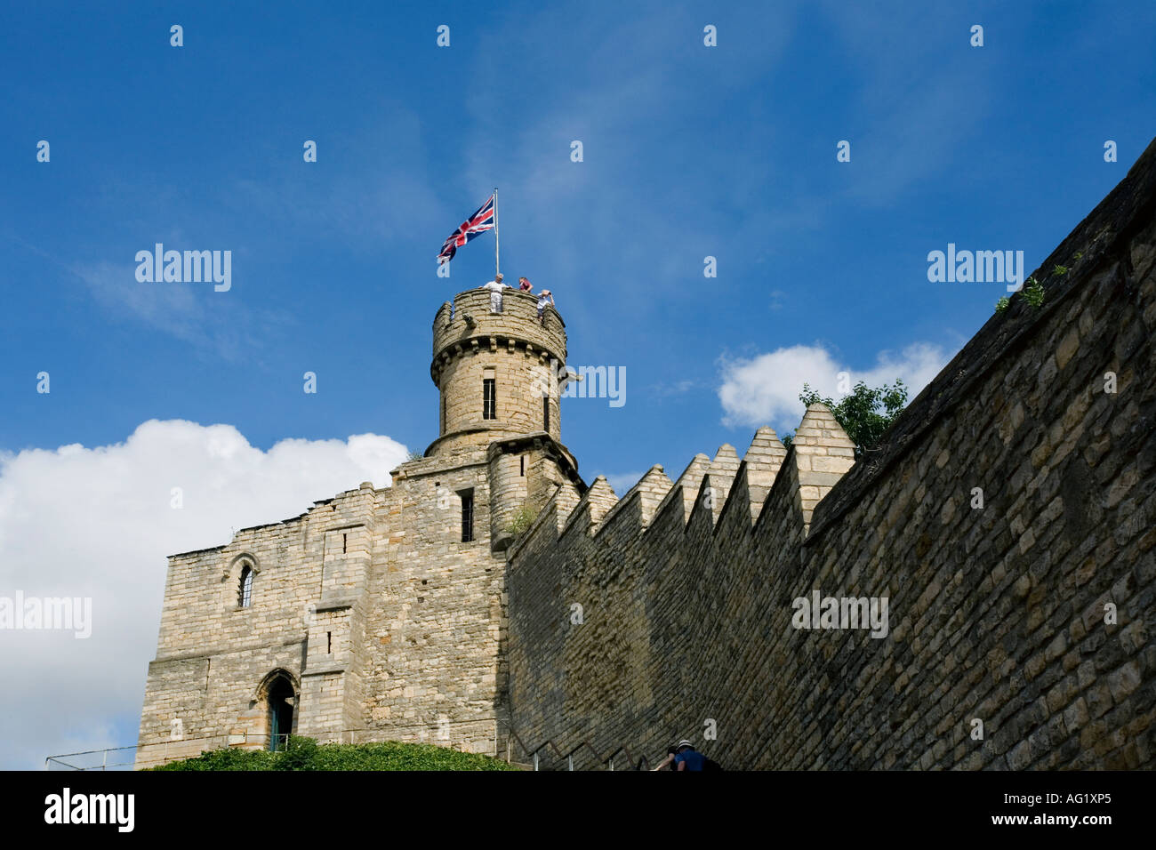 LINCOLN CASTLE OBSERVATORY TOWER, IN JULY FLYING THE UNION JACK FLAG ...