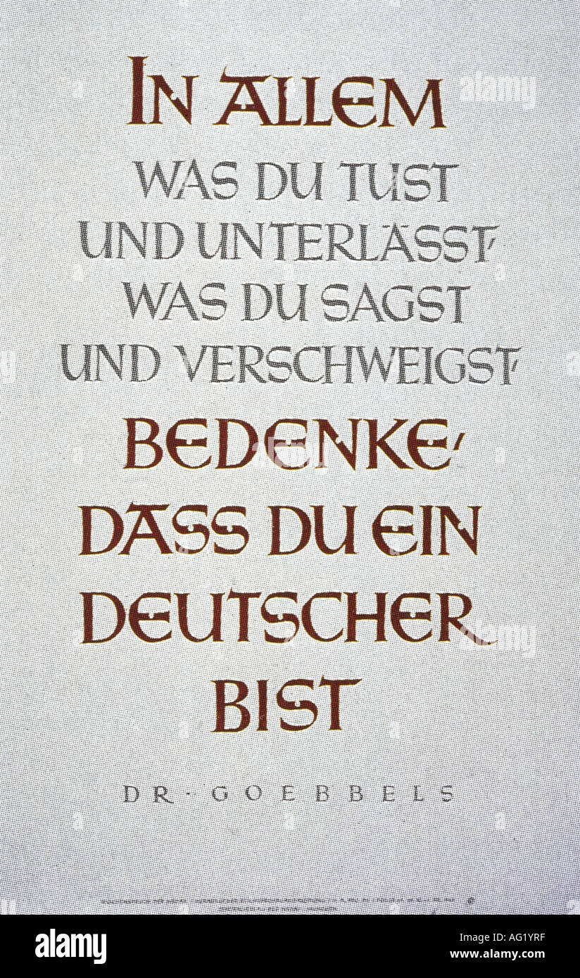 Nazism / National Socialism, propaganda, slogan of the week by Joseph ...