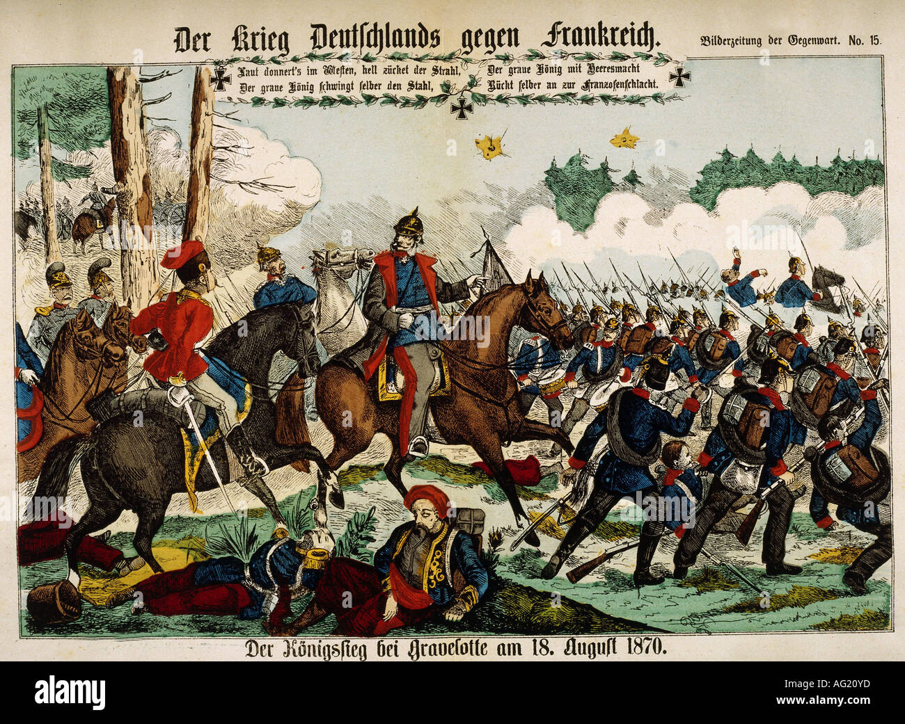 events, Franco-Prussian War 1870 - 1871, Battle of Gravelotte, 18.8.1870, engraving ...