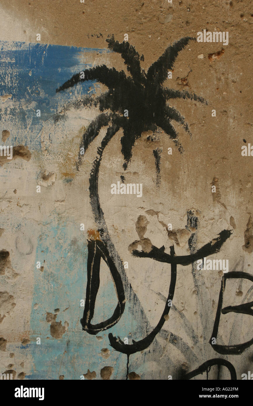Palm tree graffiti on a wall in Zanzibar Stock Photo - Alamy
