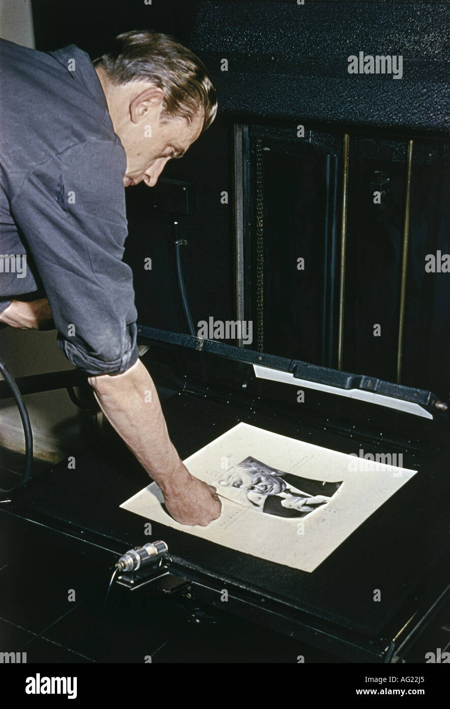 press/media, fabrication of a newspaper, Germany, 1950s ...