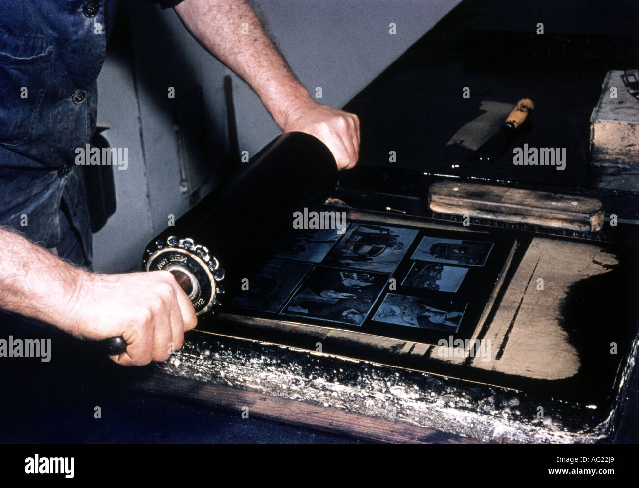 press/media, fabrication of a newspaper, Germany, 1950s ...