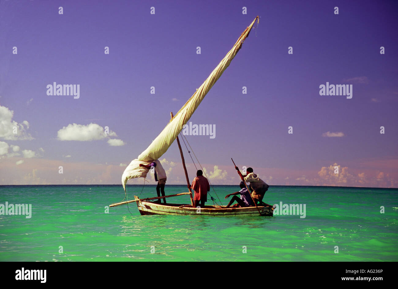 Small (mini Dhow) sailing boat in the Quirimbas Archipelago, Mozambique ...