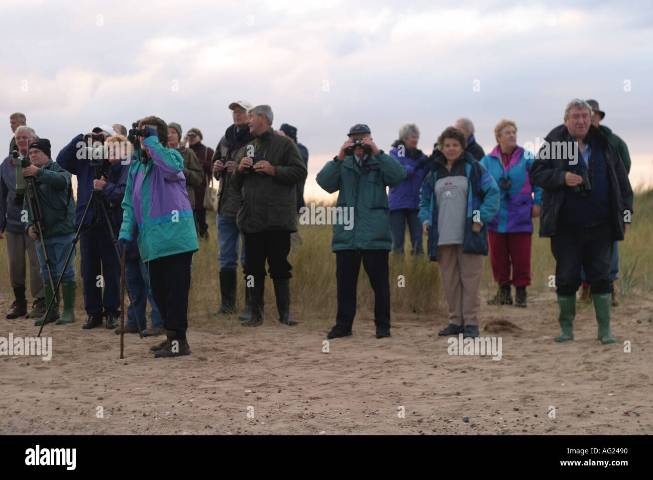 Big group of Bird Watchers Stock Photo - Alamy