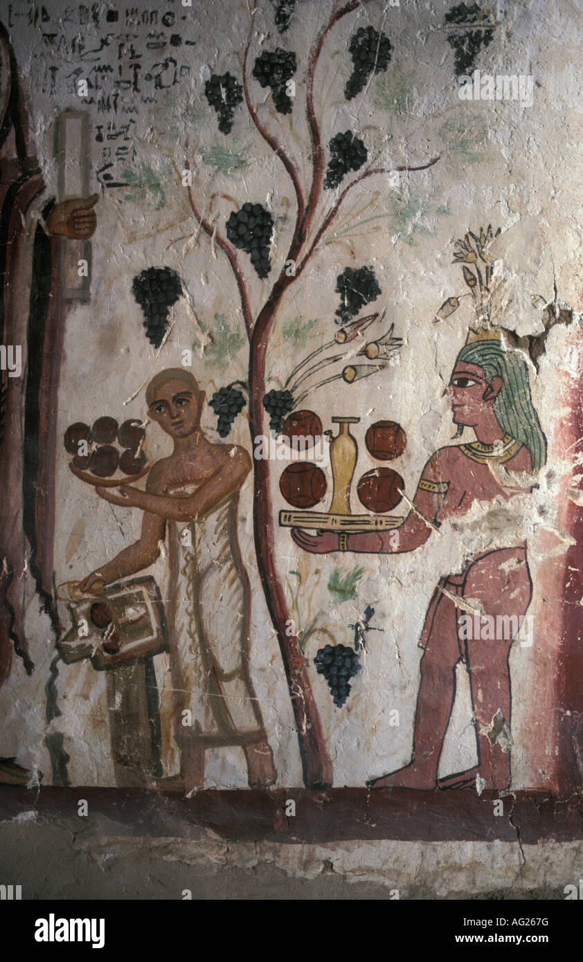 Egypt Bahariya Fresco in underground tomb Stock Photo - Alamy