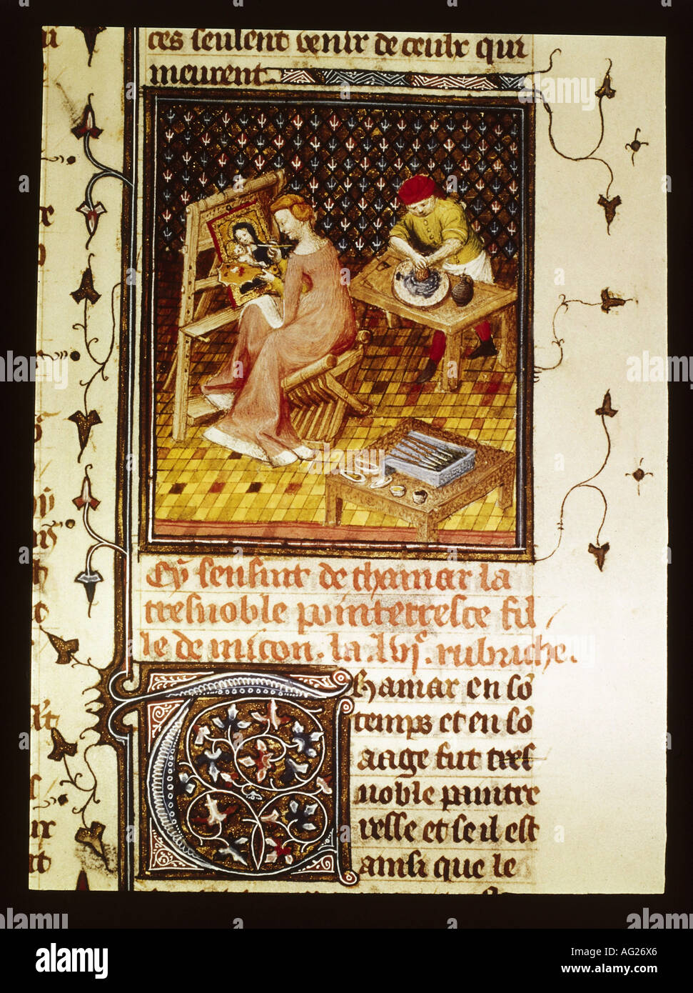 people, professions, painter, Timarete at her easel, miniature, France ...