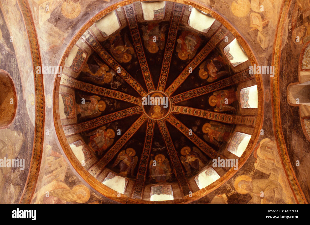 The mosaic ceiling of Kariye Chora church in Istanbul Turkey Stock ...