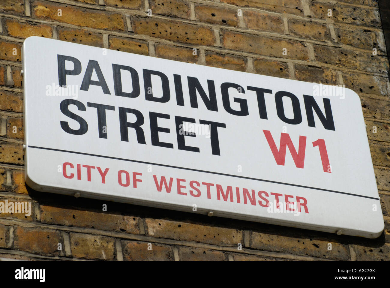 Paddington Street W1 London City of Westminster street sign on wall ...