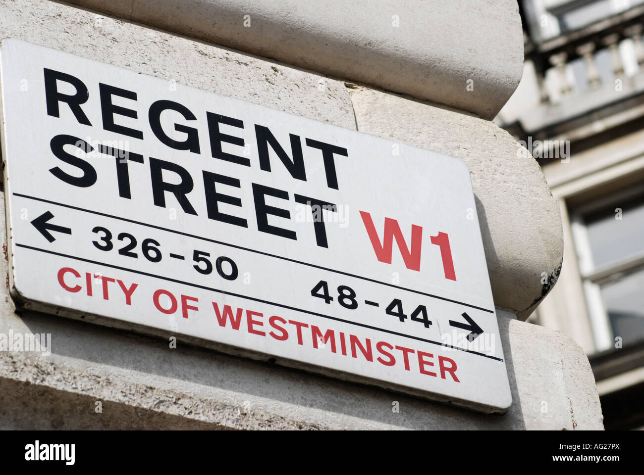Regent Street W1 London City of Westminster street sign on wall Stock ...