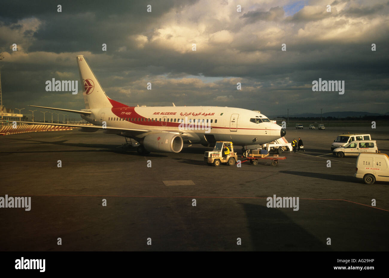 Algeria Algiers Aeroplane of Air Algerie with cars on International ...
